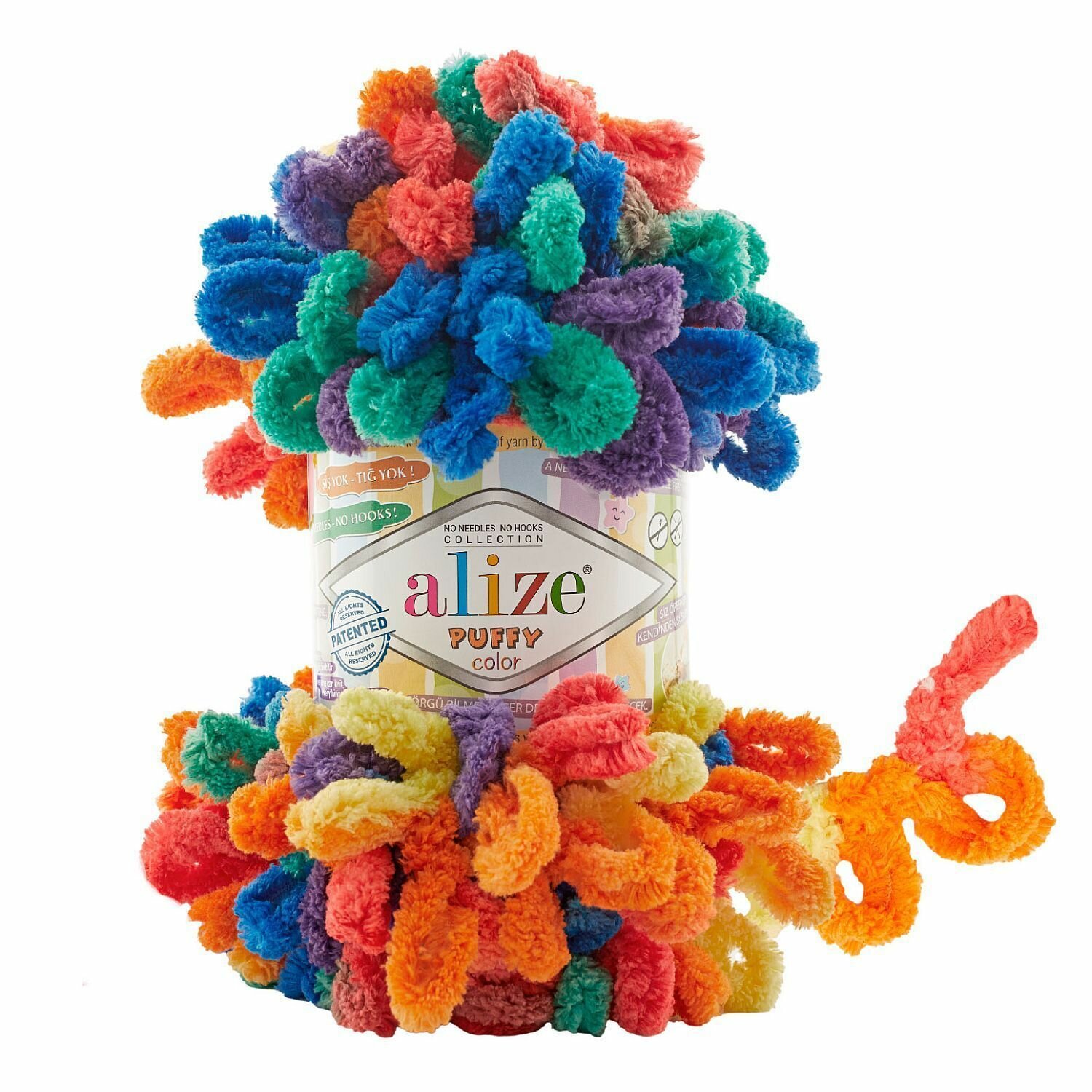 Пряжа PUFFY COLOR (Alize), карнавал красок - 6511, 100% микрополиэстер, 5 мотков, 100 г, 9 м.