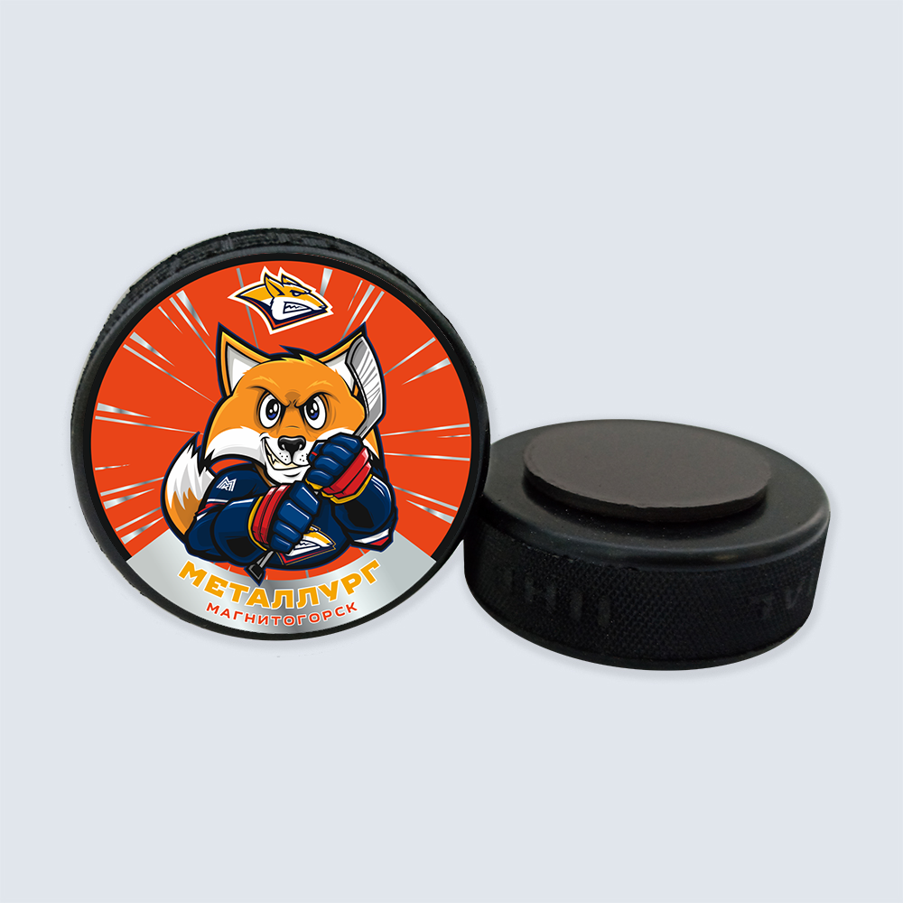 Магнит мини шайба "KHL OFFICIAL" (Восток - ХК Металлург талисман 2024-25 цветная)