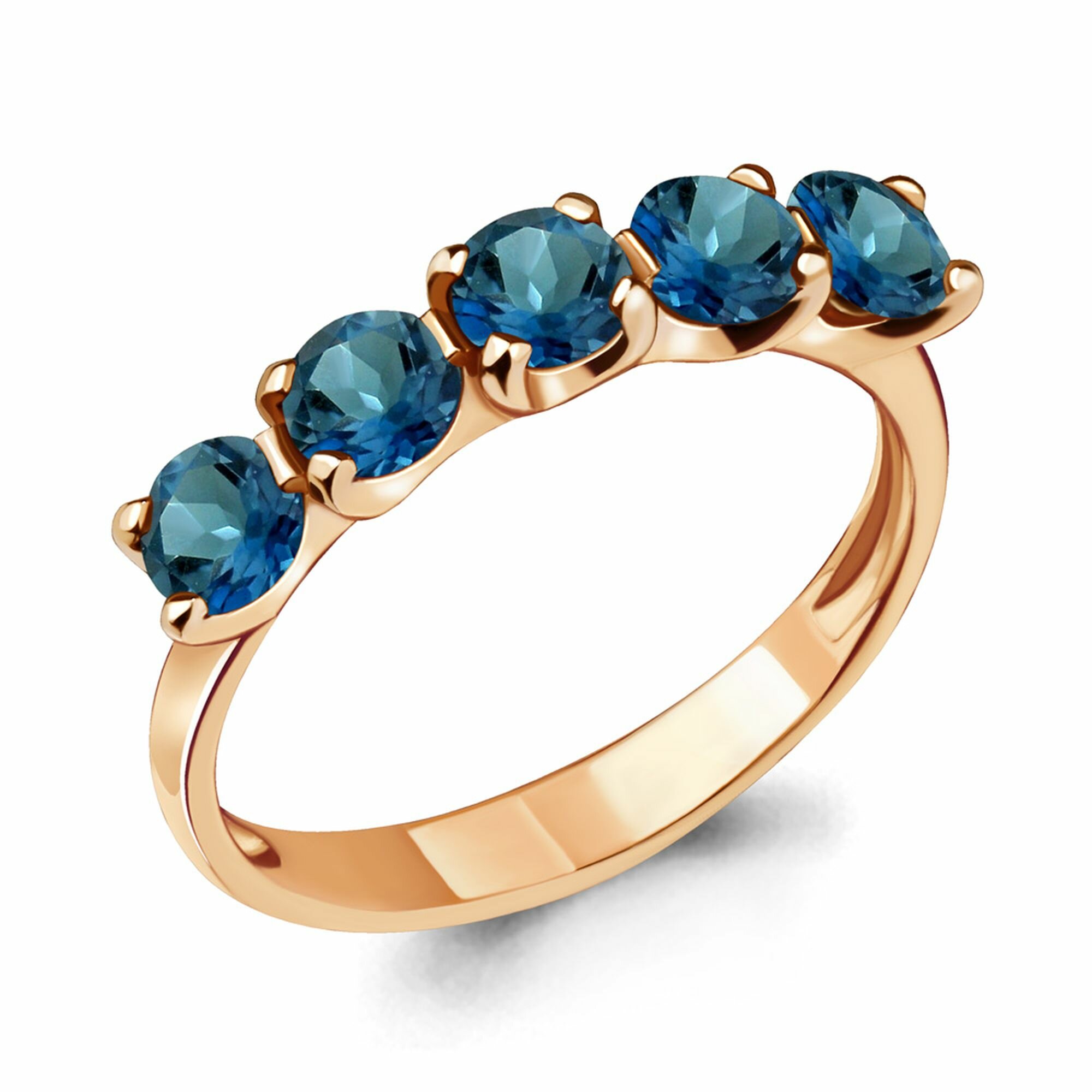 Кольцо дорожка, серебро, 925 проба, золочение, Лондон топаз