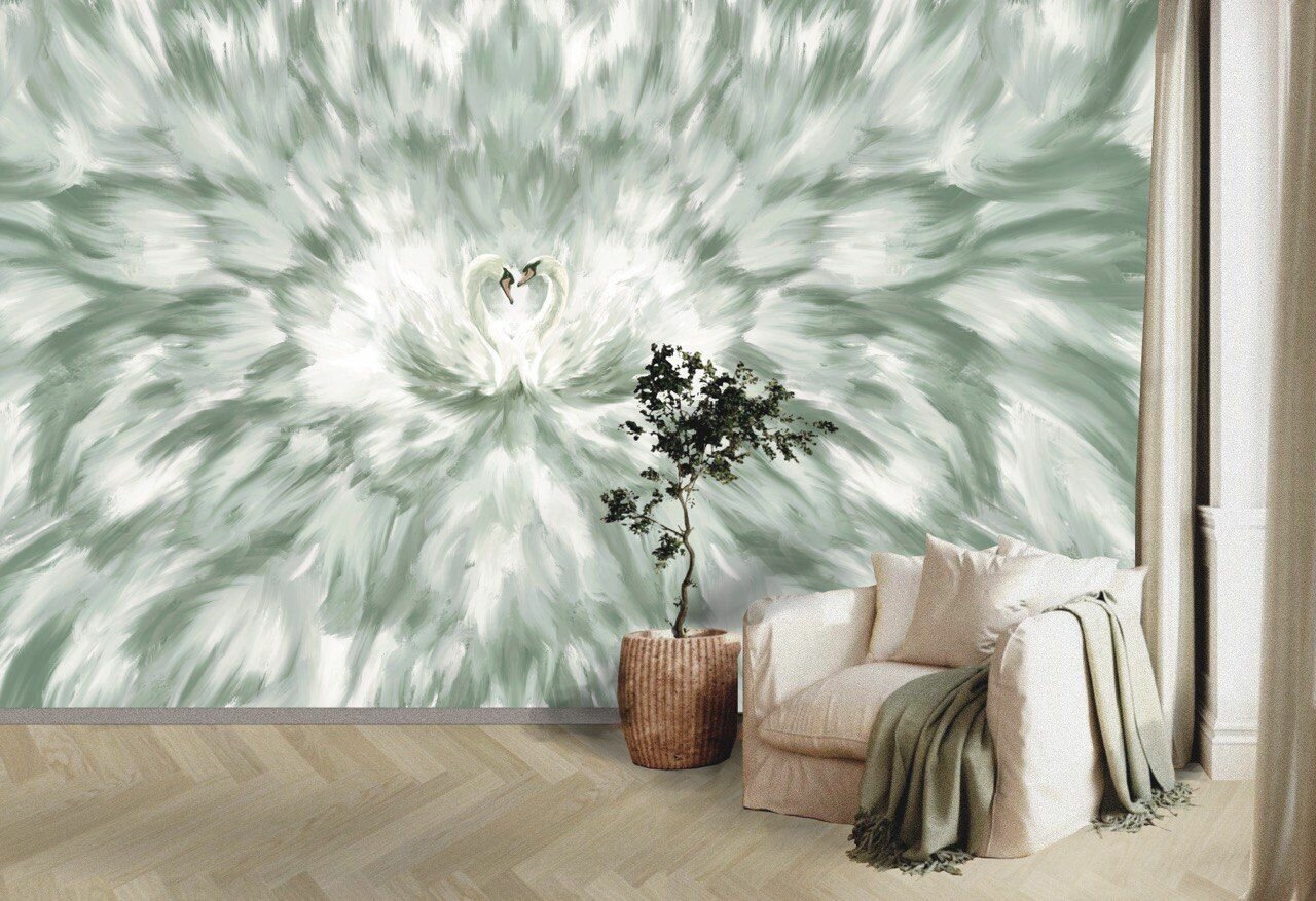 Фреска бесшовная "Влюбленные" оливковый (ширина 2550мм х длина 5000мм)