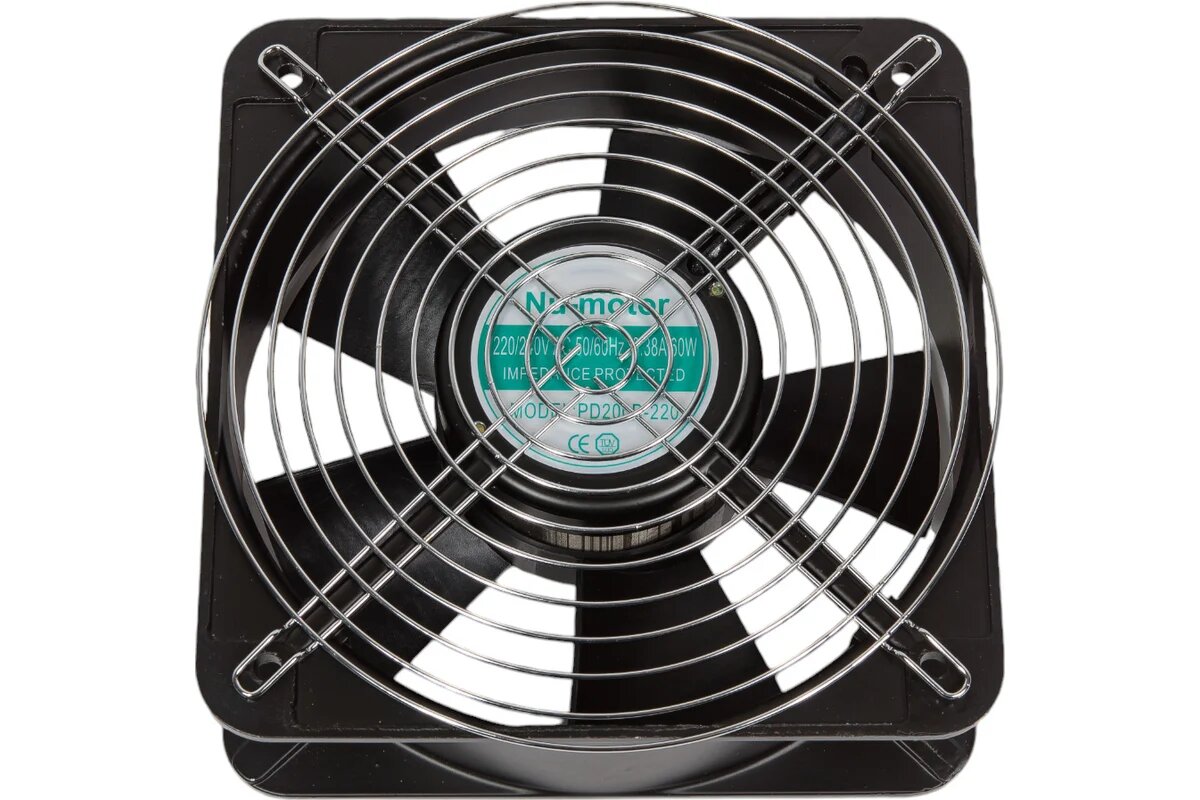 ПТК Вентилятор осевой 200x200x60мм 220В квадратный корпус серия 00000031452.