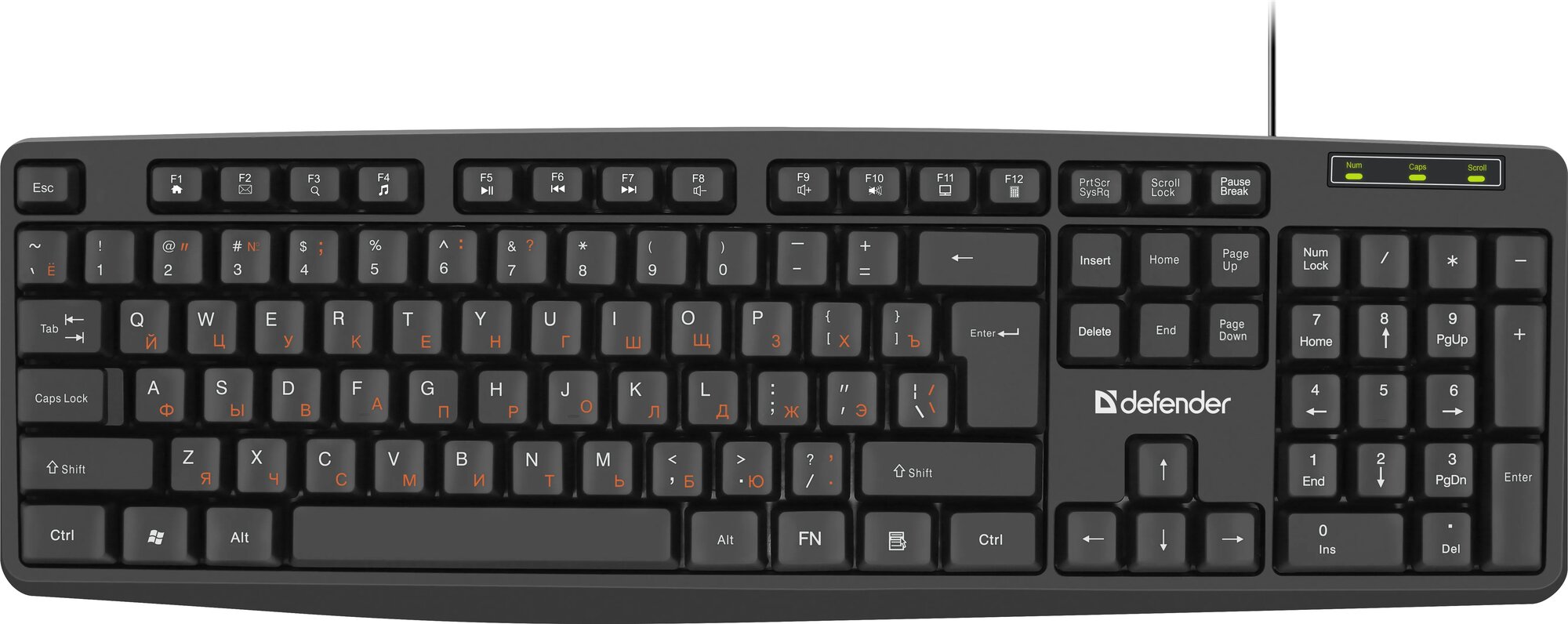 Defender Клавиатура проводная Concept HB-164 RU, черный,104+FN,1.8м