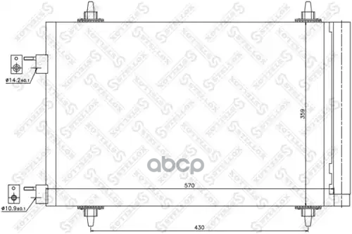 Радиатор кондиционера Citroen C4, Peugeot 307 1.4-2.0 03> Stellox арт. 1045039SX