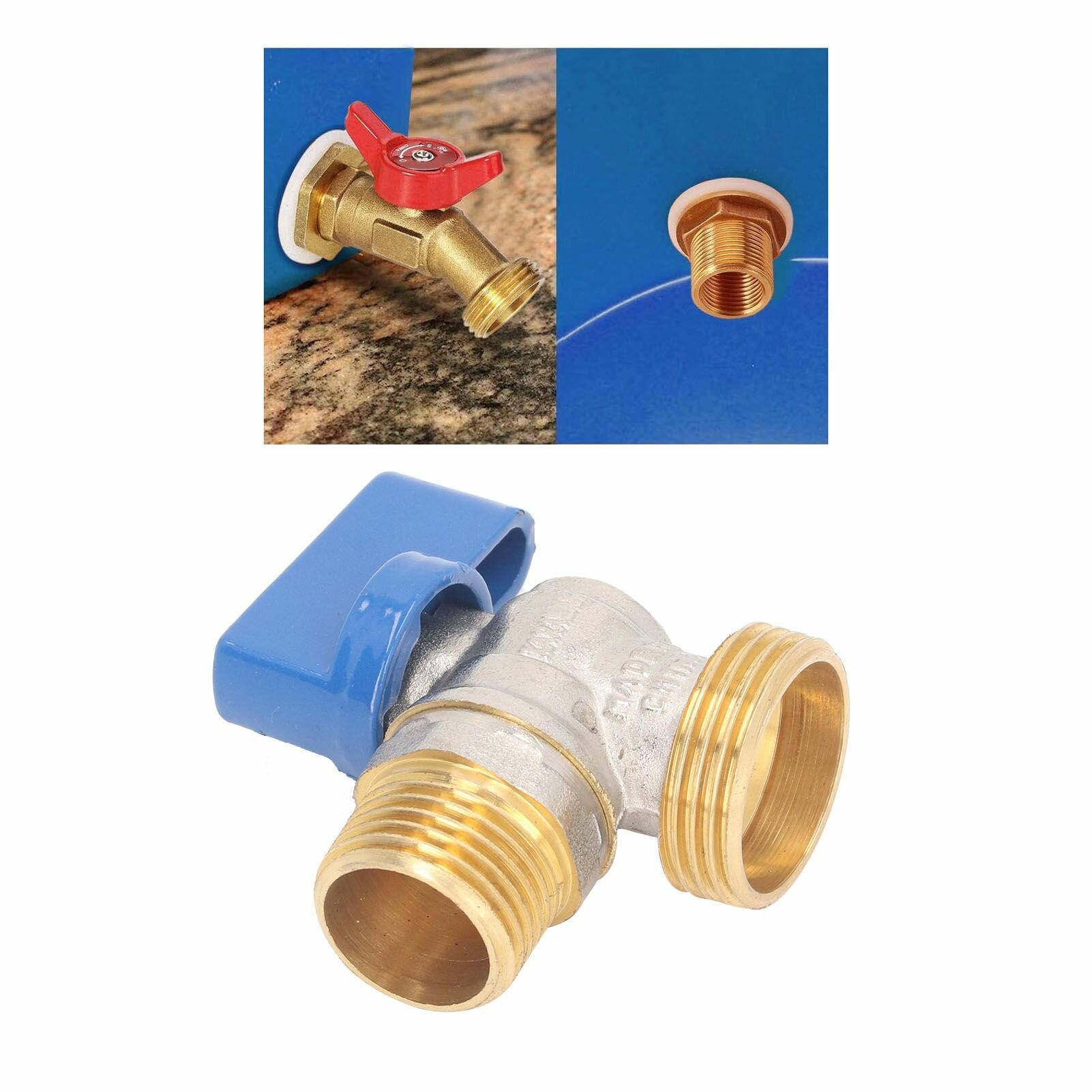 Угловой запорный клапан G1 / 2 DN15 с наружной резьбой X G3 / 4 DN20 с наружной резьбой Латунный шаровой кран с четвертью оборота