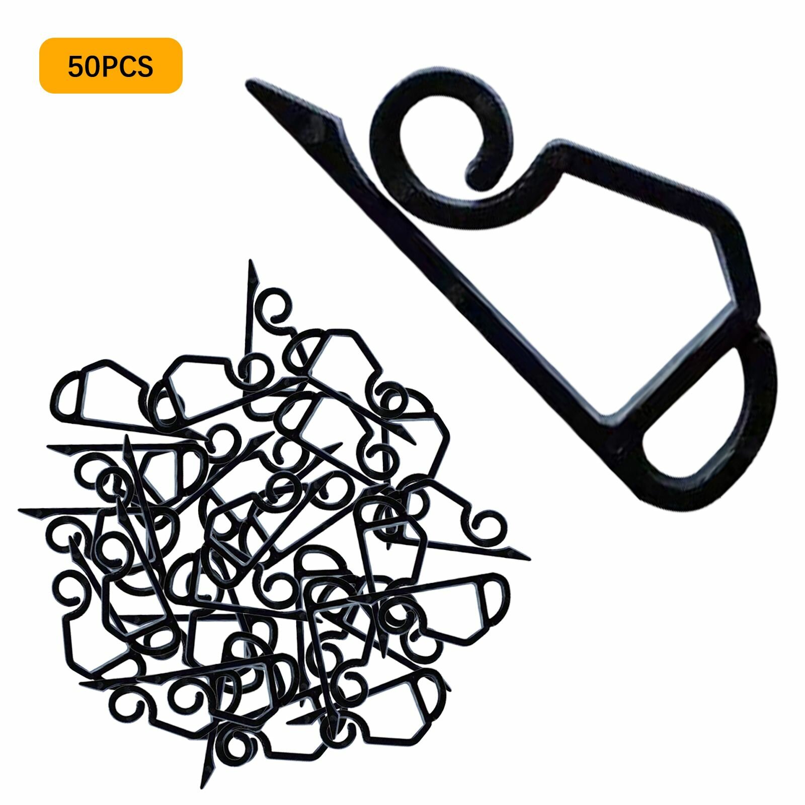 Крючки для гирлянд, черные, 50 шт, для праздников