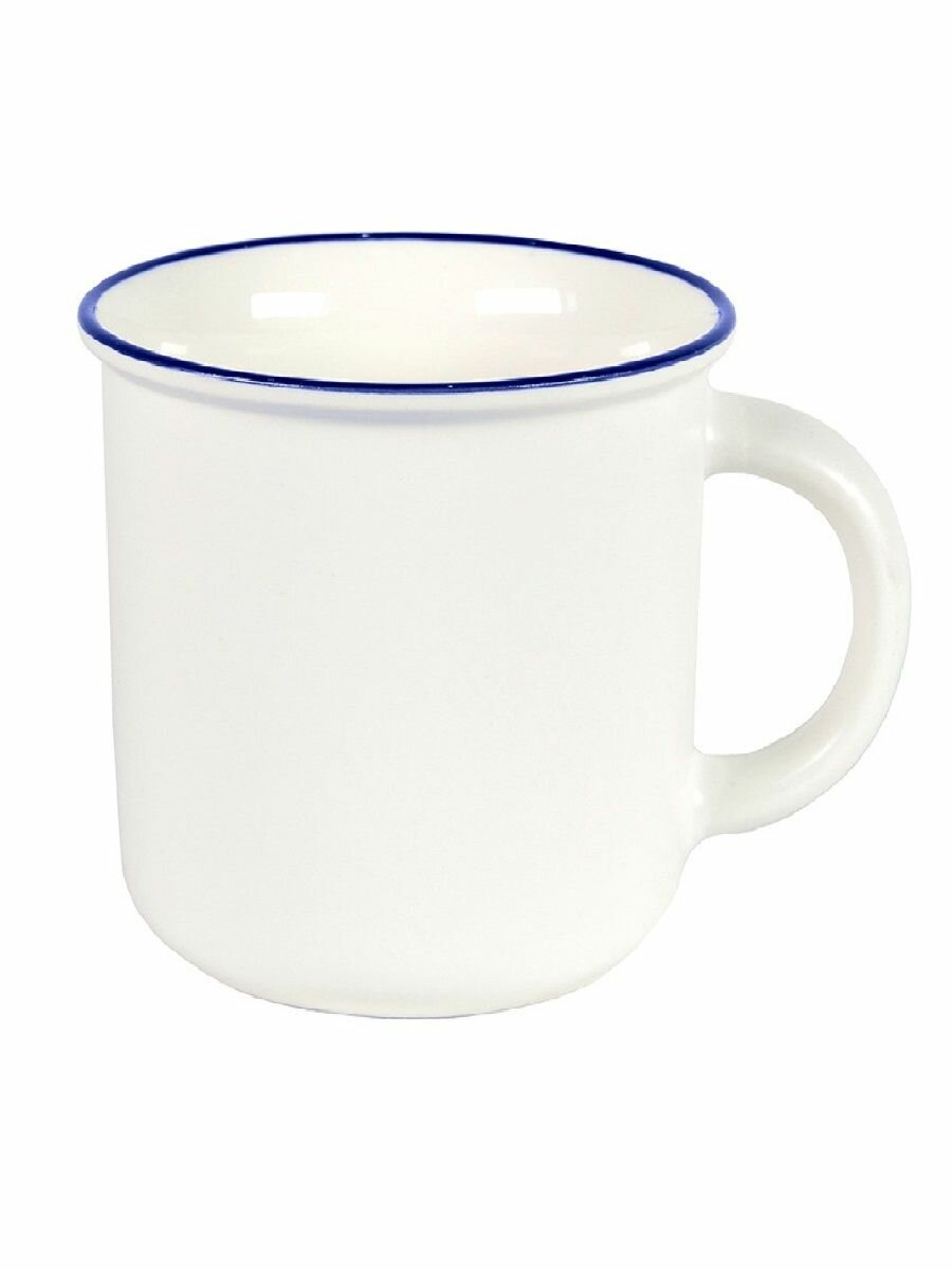 Кружка MATTI , белая матовая с синим кантом, 350 мл, фарфор