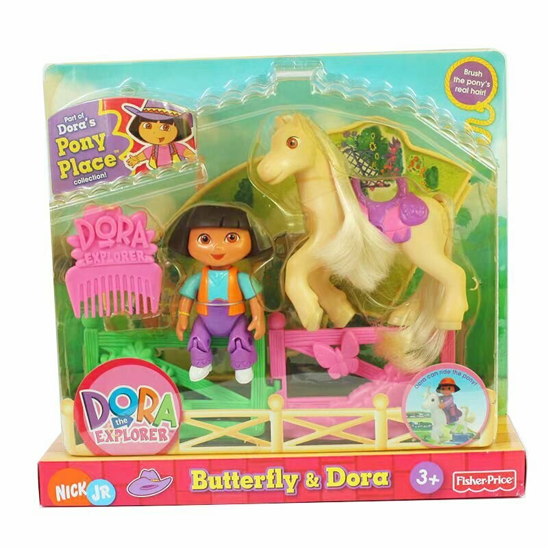 Nick JR Dora The Explorer Pony Place Butterfly & Dora Fisher Price / Приключенческий игрушечный набор Дора с куклами, ограждениями, полами и расческами, подходит для детей от 3 лет и старше