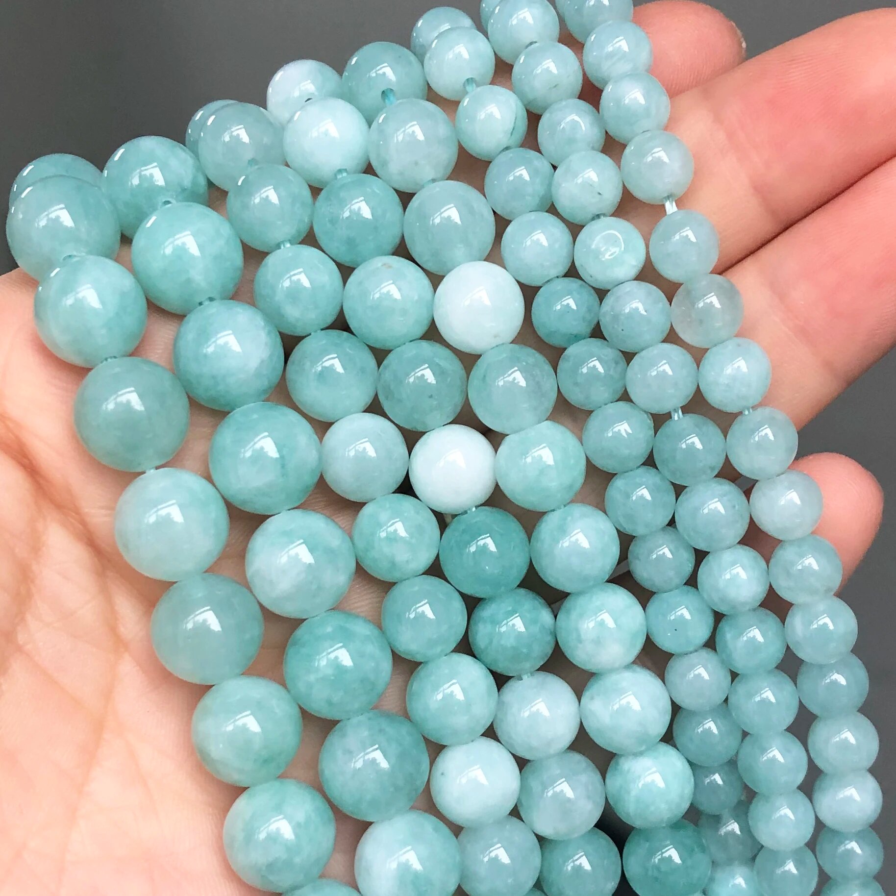Бусины из ангелита, халцедона, нефрита 4-12 мм xilitata 6mm (approx 61pcs), Mint Green Angelite