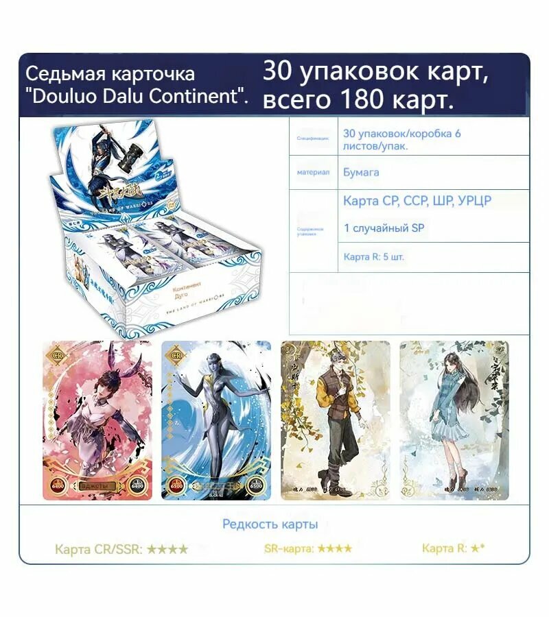 Коллекционные карточки по аниме Боевой континент / Douluo Dalu , Количество: 30 пакетов , 180 карт.