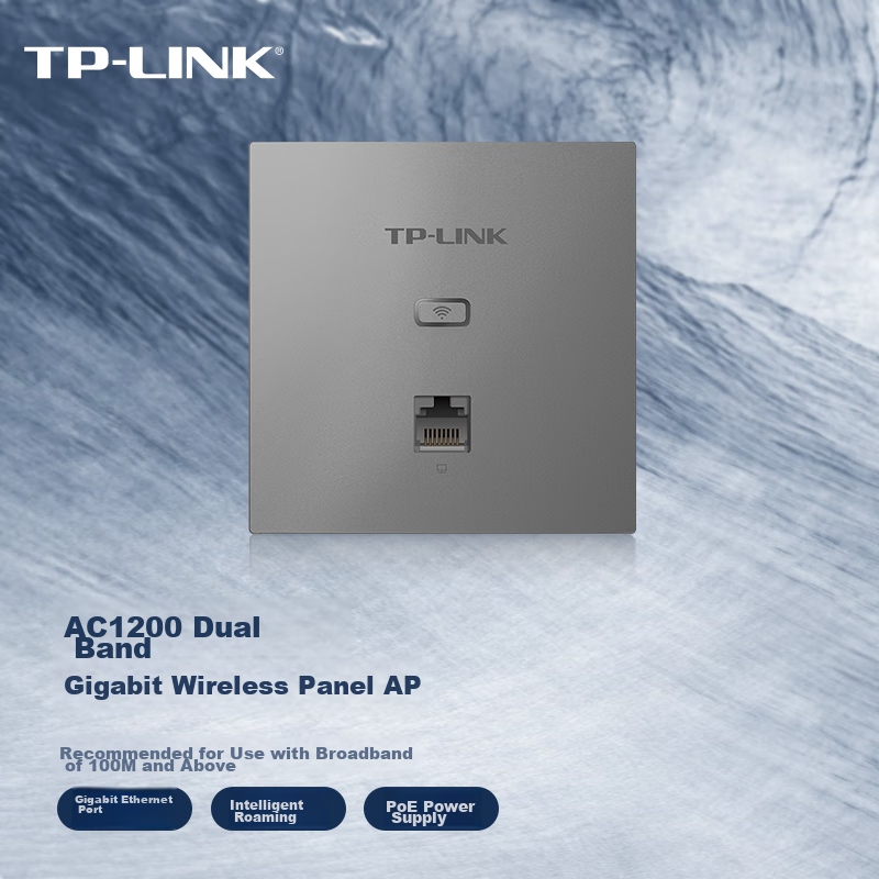 TP-LINK AC1200 Dual-Band Wireless Panel AP, Whole-House WiFi Distributed, Hotel Villa Large-Sized Wireless Coverage, Gigabit Ethernet Port, AP1202GI-PoE Deep Space Silver
