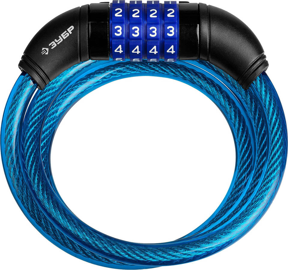 Замок тросовый ЗУБР 950 мм, 10 мм цинковый сплав, кодовый, Профессионал