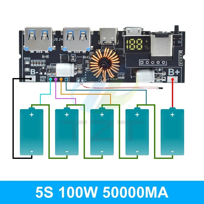 Модуль зарядки 18650 5S 100W 50000MA