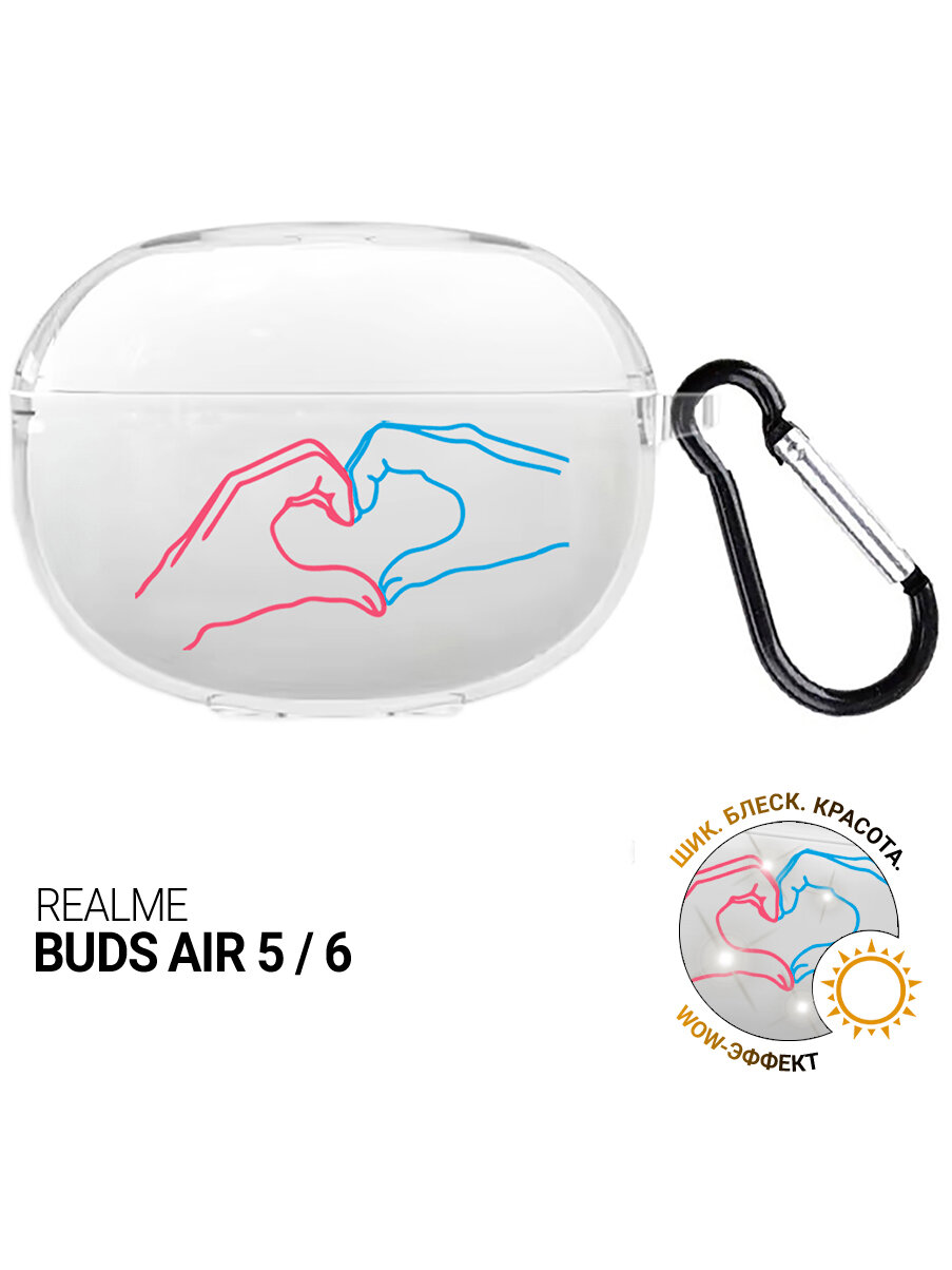 Чехол на Realme Buds Air 5 / 6 с принтом "Fall in Love" прозрачный