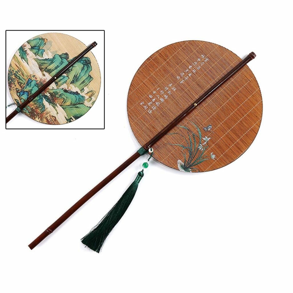 Ручной складной веер круглой формы, древний стиль, веер для пояса, декор для дома, - Круглый