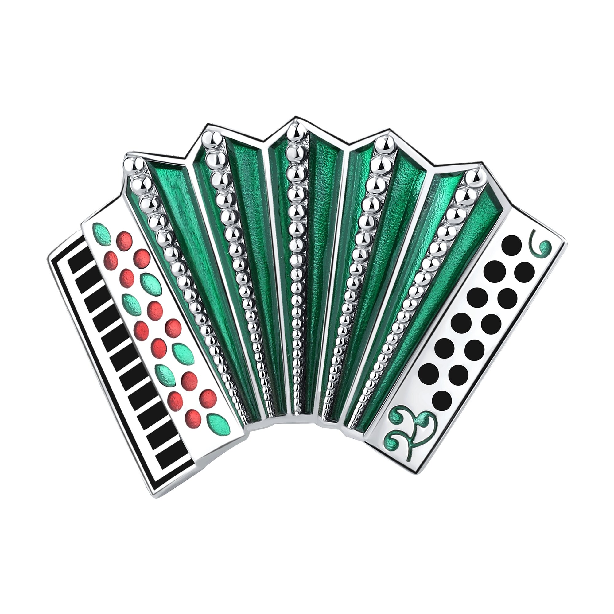 Брошь, серебро, 925 проба, родирование, эмаль