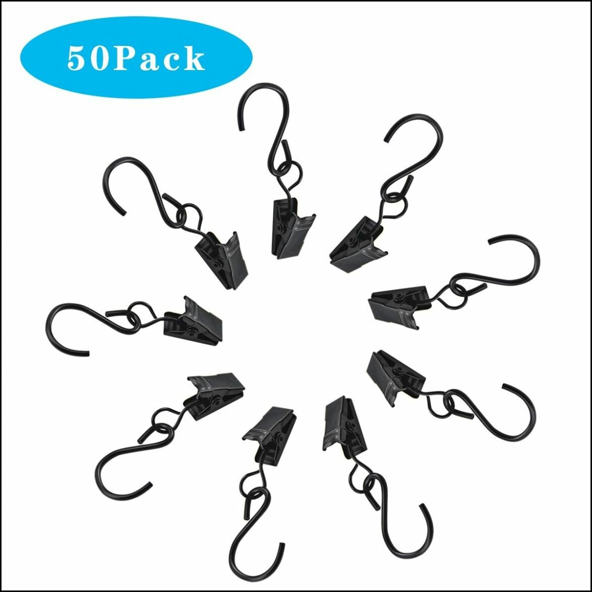 Эксклюзивные черные зажимы для штор 50 штук с крючками