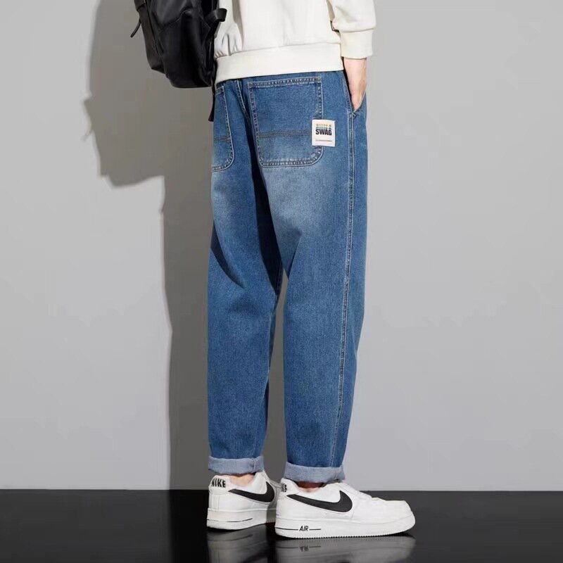 Охоты Брюки JYL Утеплённые джинсы мужские зимние толстые прямые широкие конические американские ретро девятидлинные повседневные