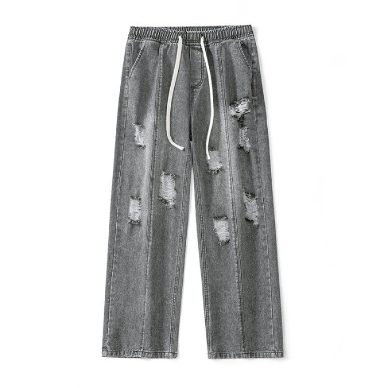 Охоты Брюки JYL Новинки года рваные джинсы мужские широкие прямые ретро галстук-резинка универсальные повседневные