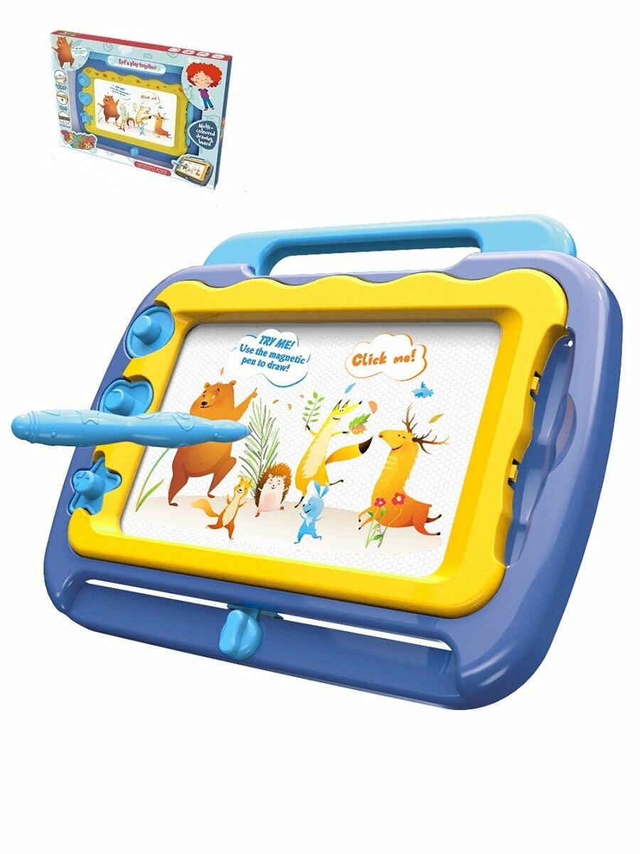 Цветная магнитная доска для рисования детская со стилусом, поле для рисования: 19,5 х 12,5 см синий