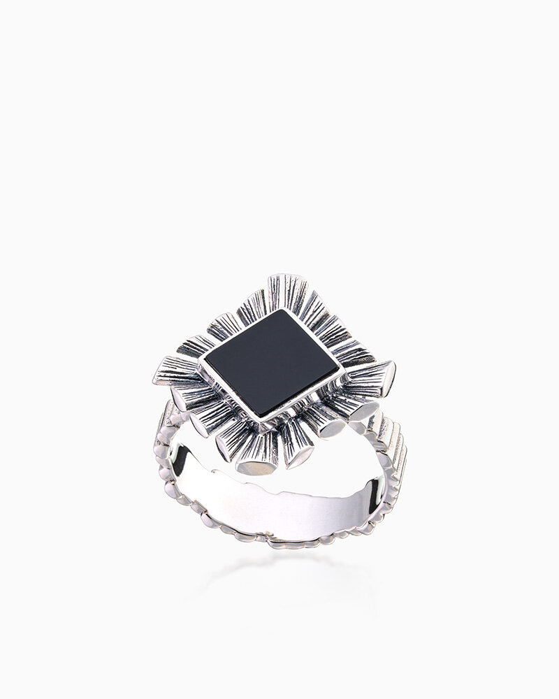 Кольцо, серебро, 925 проба, оникс