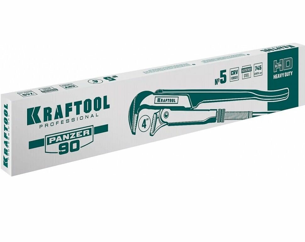 Ключ трубный с прямыми губками 745 мм, №5, 4", KRAFTOOL PANZER-90, 2734-40