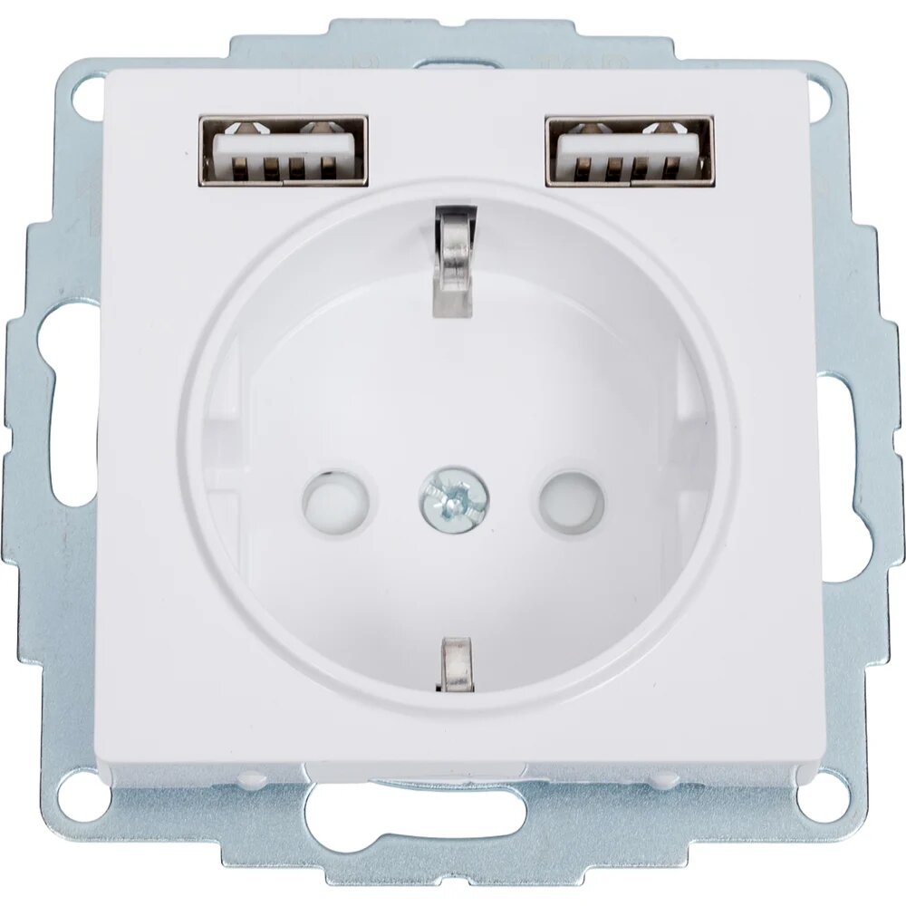 Розетка 16А с 2 USB A+A Systeme Electric AtlasDesign Белый 5В/2,4А, 2х5В/1,2А ATN000130, 16 А, пластик