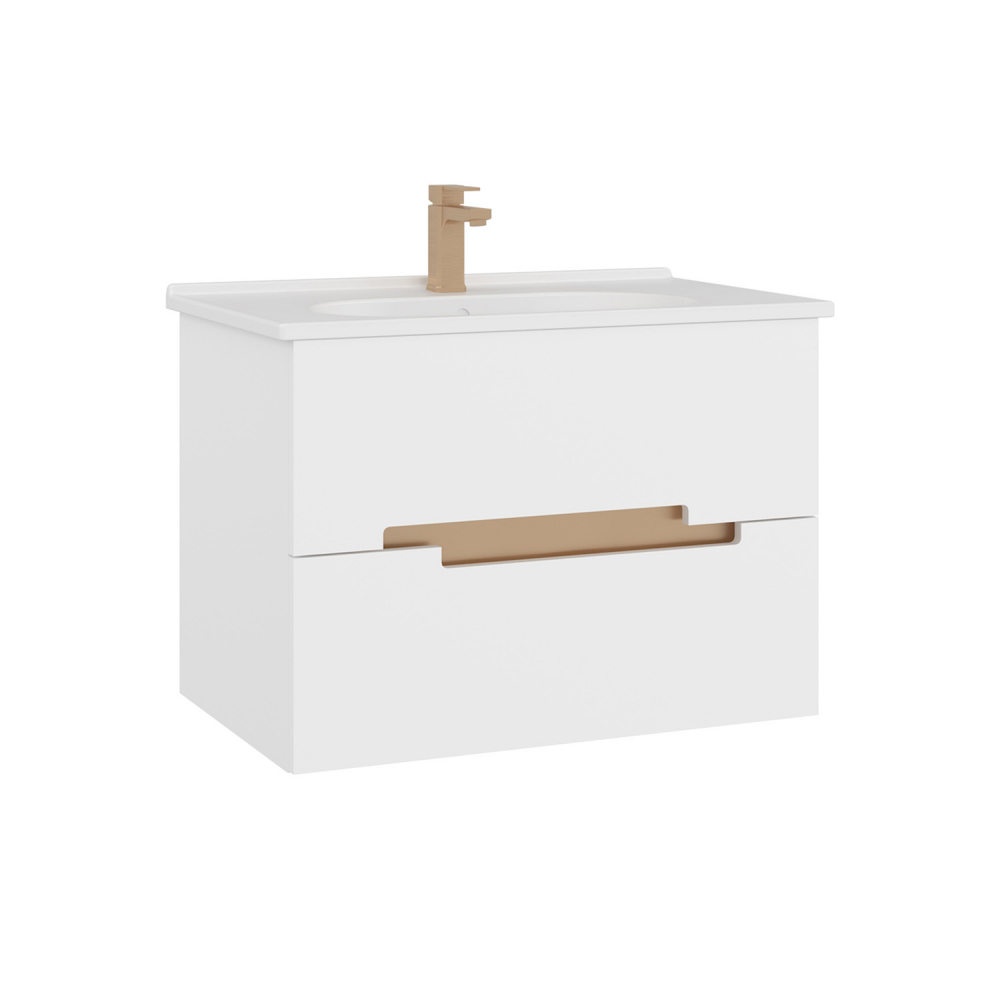 Тумба с раковиной ORKA Lodi 80 белый, золото 5005884