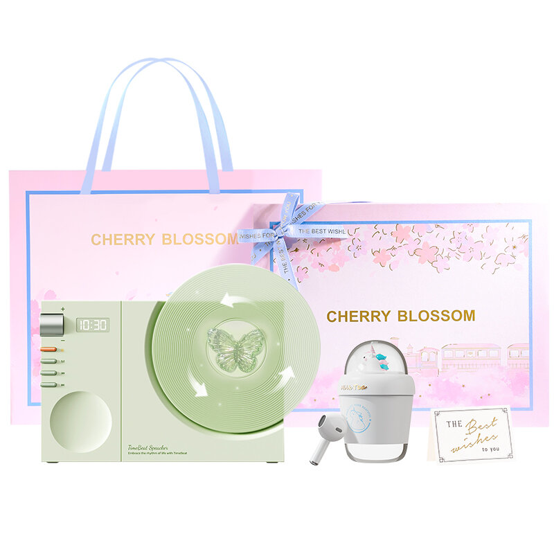 Беспроводные колонки унисекс CHIELYUAL 5823801, Green plum green + milk tea bluetooth headset (romantic gift box set)