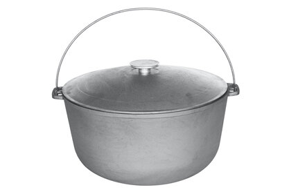 Казан походный чугунный 15л с крышкой для плова и костра, Биол