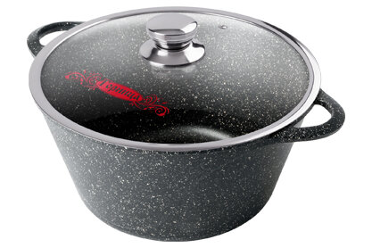 Кастрюля литая 4л с антипригарным покрытием и стеклянной крышкой, Горница