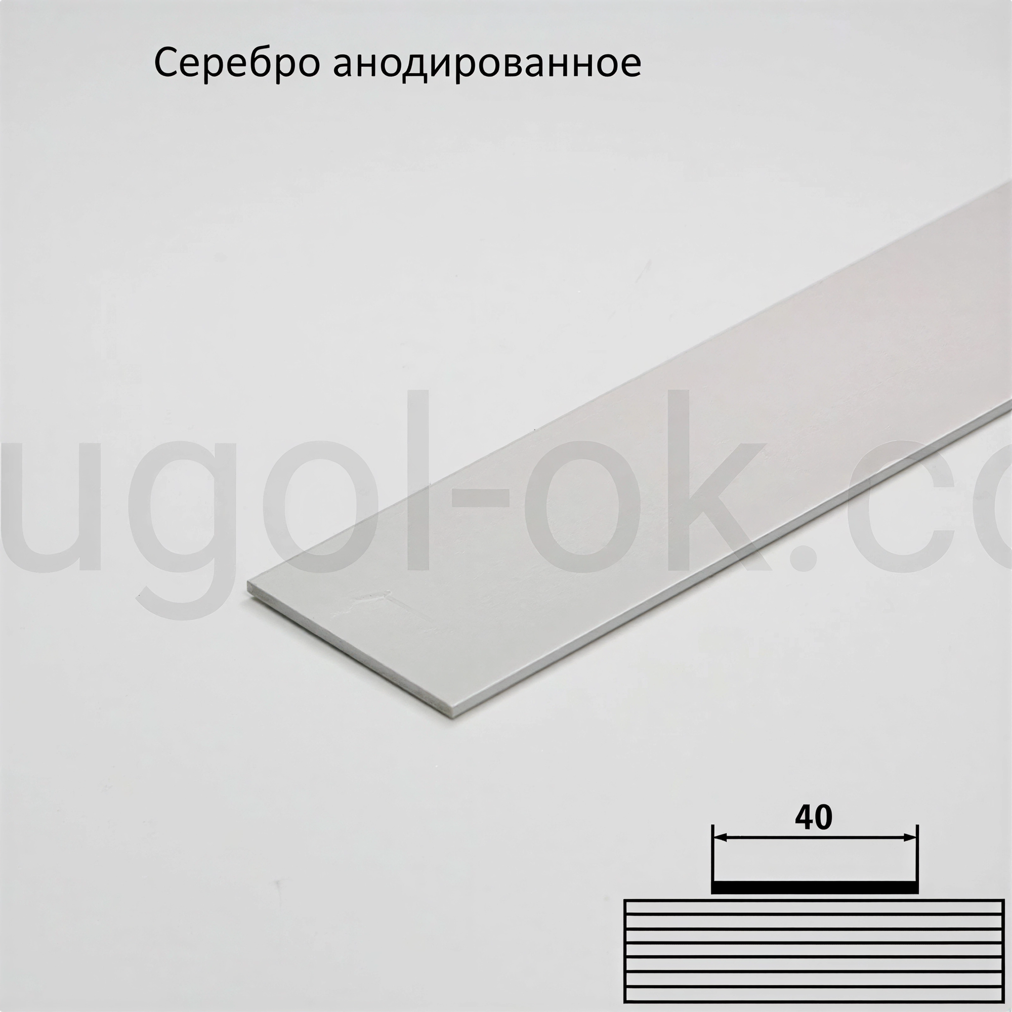 Алюминиевая полоса декоративная 40*2 анод. бесцветная 3м Донской алюминий