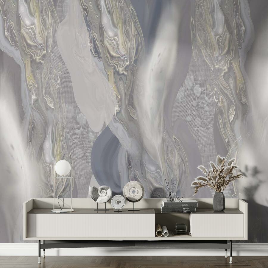 Фотообои Абстракция серая 13-976-S-Флок 270 x 200 см (ВхШ) Бесшовные, флизелиновые, влагостойкие обои