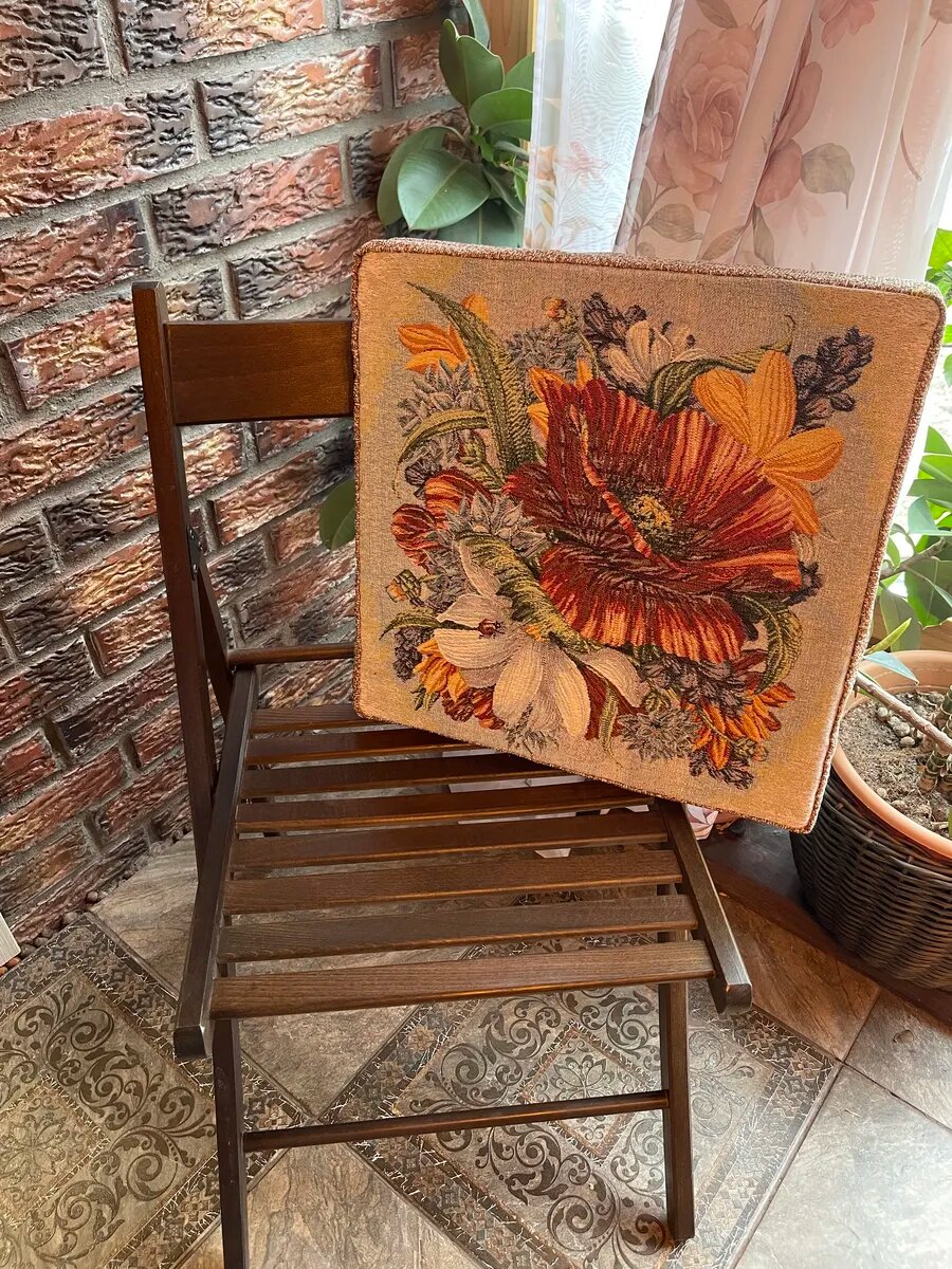 Подушка, сидушка на стул, гобелен, 40х40 см.