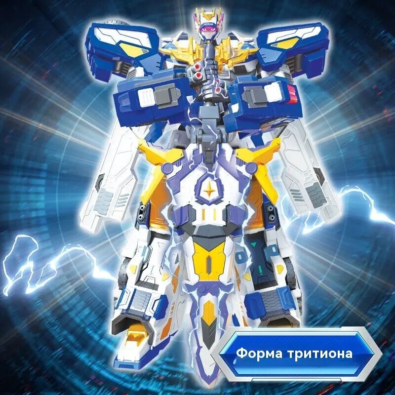 Трансформер 4 в 1, Трансформируемый робот-автомобиль, для мальчиков 3-7 лет, со звуком и светом, из пластика — фото 1
