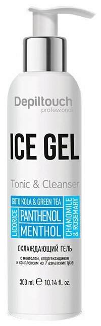DEPILTOUCH PROFESSIONAL Охлаждающий гель с ментолом для депиляции, комплексом из 7 азиатских трав и хлоргексидином , 300 мл
