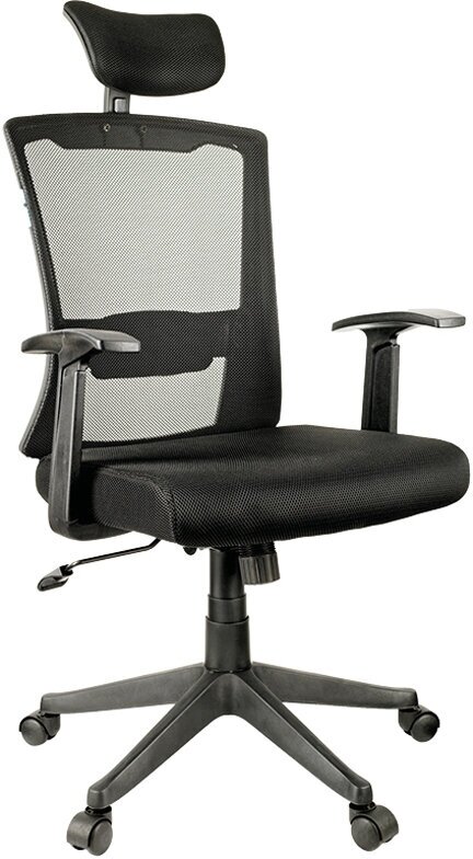 Кресло руководителя Helmi HL-E31 "Ergo", рег. подгол. и пояс. упор, мех. кач. "Люкс", ткань черная