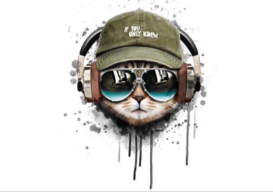 Фотообои детские флизелиновые Premium "Акварель — Модный кот" 360х253 см (ШхВ)