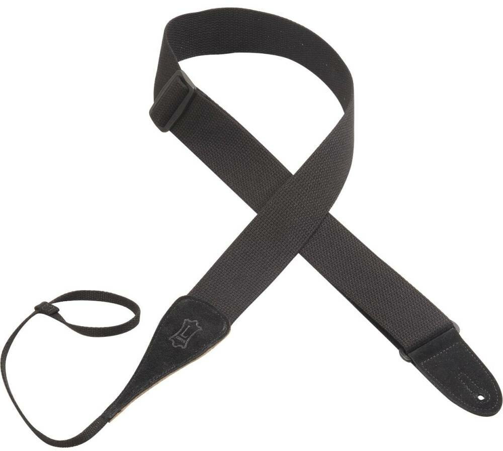 MC8A-BLK Folk Series Ремень для акустической гитары, хлопок, черный, Levy's