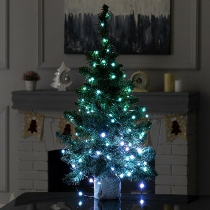 Умная гирлянда Нить 10 м роса, IP20, серебристая нить, 100 LED, управление с приложения, свечение RGB, USB