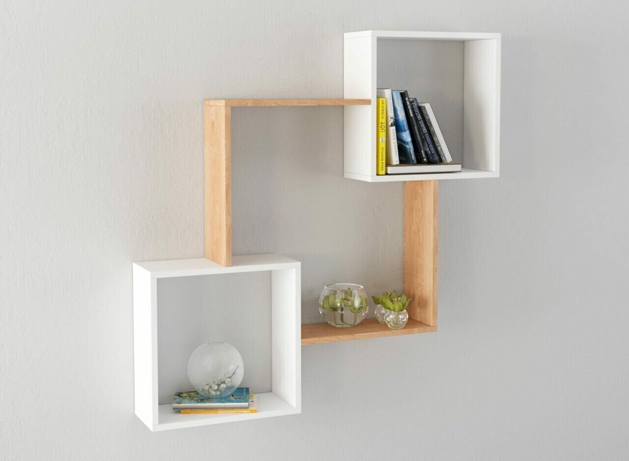 Полка навесная ПН-2 (Гикори рокфорд/Белый) 105х18х105