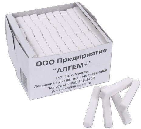 Мел белый алгем, набор 100 шт, квадратный, МШБ 100