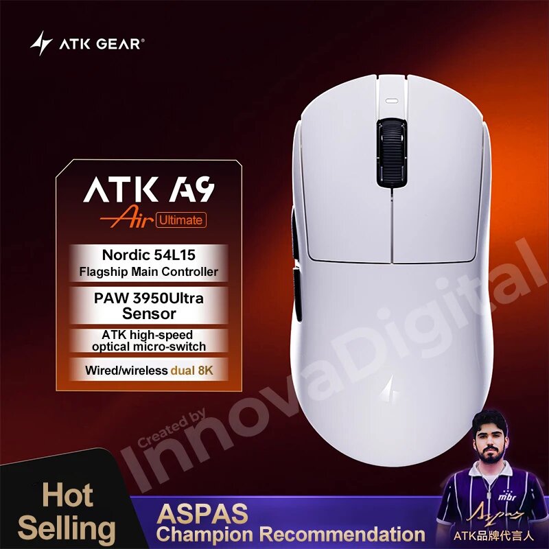 ATK Dragonfly A9 Беспроводная игровая мышь A9 Air-White