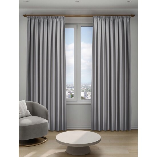 Портьера блэкаут Decofest сатин Омбра 200х280 светло-серый