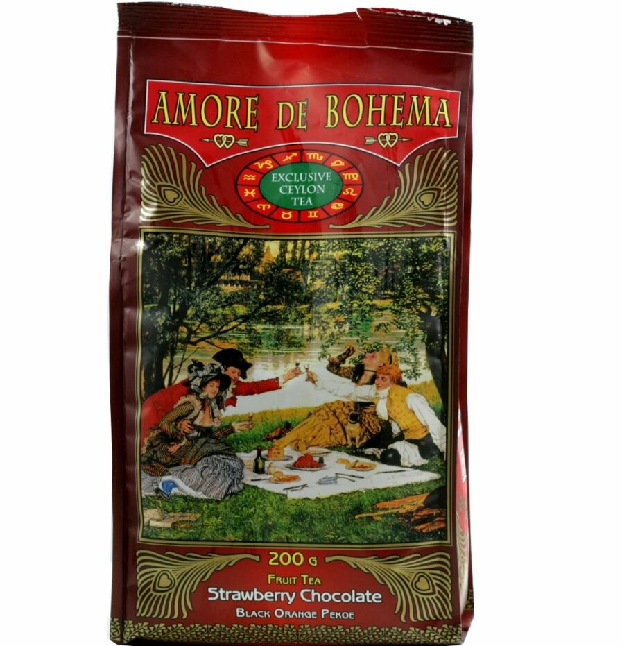 Amore de Bohema Чай черный Клубника в шоколаде, 200 г, 3 шт