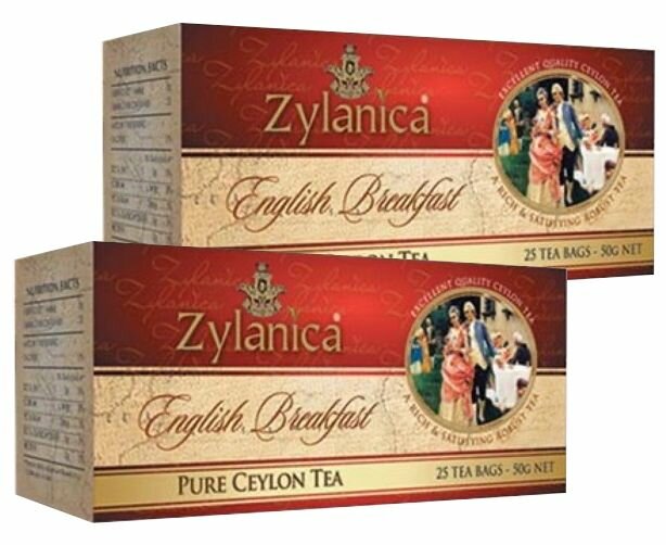 Чай черный ZYLANICA English Breakfast Tea, 2шт по 25 пакетиков. Зиланика