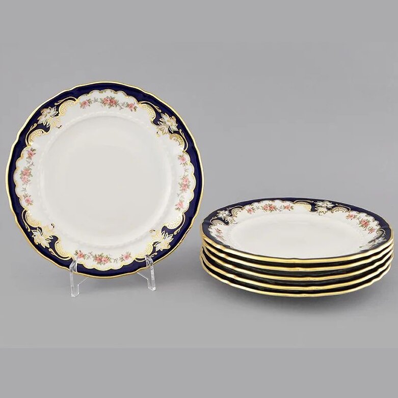 Набор из 6 тарелок Leander Sonata Kobalt + Bledé Květiny 07160115-1257