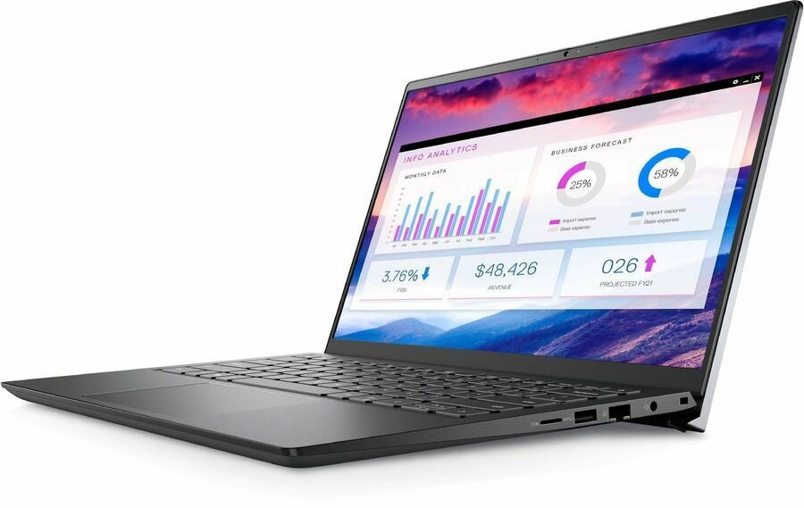 14" Ноутбук Dell Vostro 5410 (5410-5097) серый - 1920x1080, IPS, Intel Core i5-11300H, ядра: 4 x 2,6 ГГц, 8 ГБ, SSD 256 ГБ, NVIDIA GeForce MX450 (2 ГБ), Windows 10 Pro