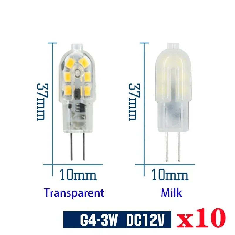 Светодиодные лампы LATTUSO G4 G9 3Вт 5Вт 7Вт G4 3W DC12V, Cold white, Milky