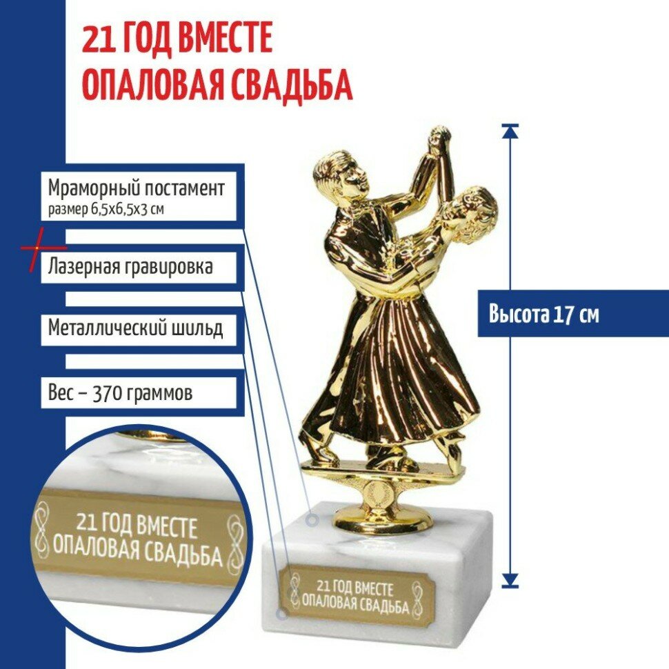 Статуэтка Танцы "21 год вместе. Опаловая свадьба" (17 см)