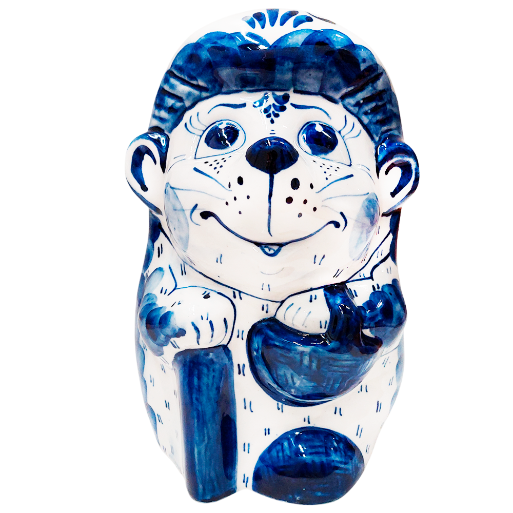 Фарфоровая фигурка ручной работы "Ёж", гжель